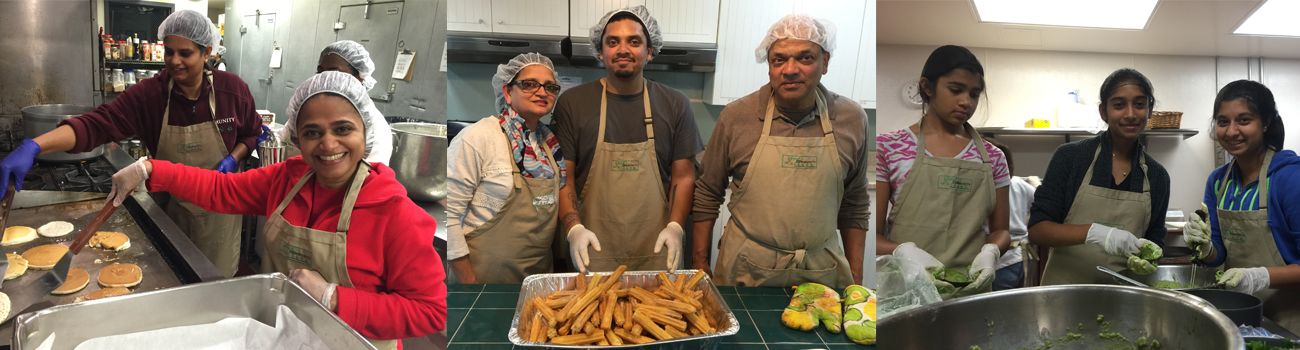Citizens serving food for the hungry and homeless